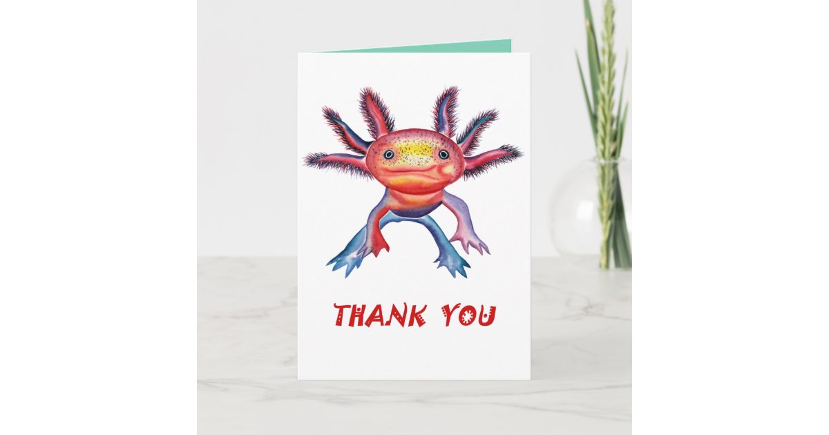 Cheeky Axolotl "thank you" card | Zazzle