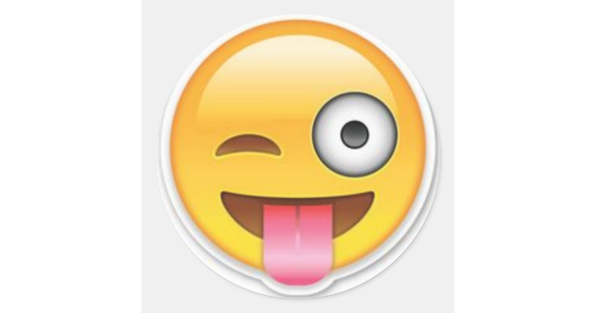 Cheeky emoji wink classic round sticker | Zazzle