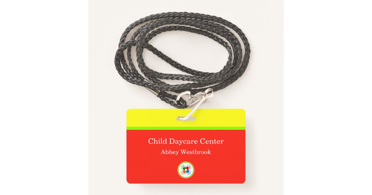 Cheerful Kids Daycare Logo Template Name Badges ID Badge | Zazzle