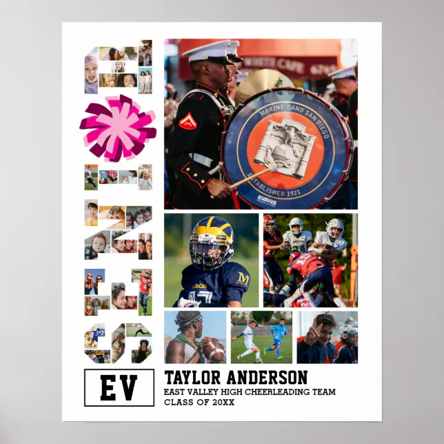 Cheerleading Cheer Team Senior Photo Collage Poster | Zazzle