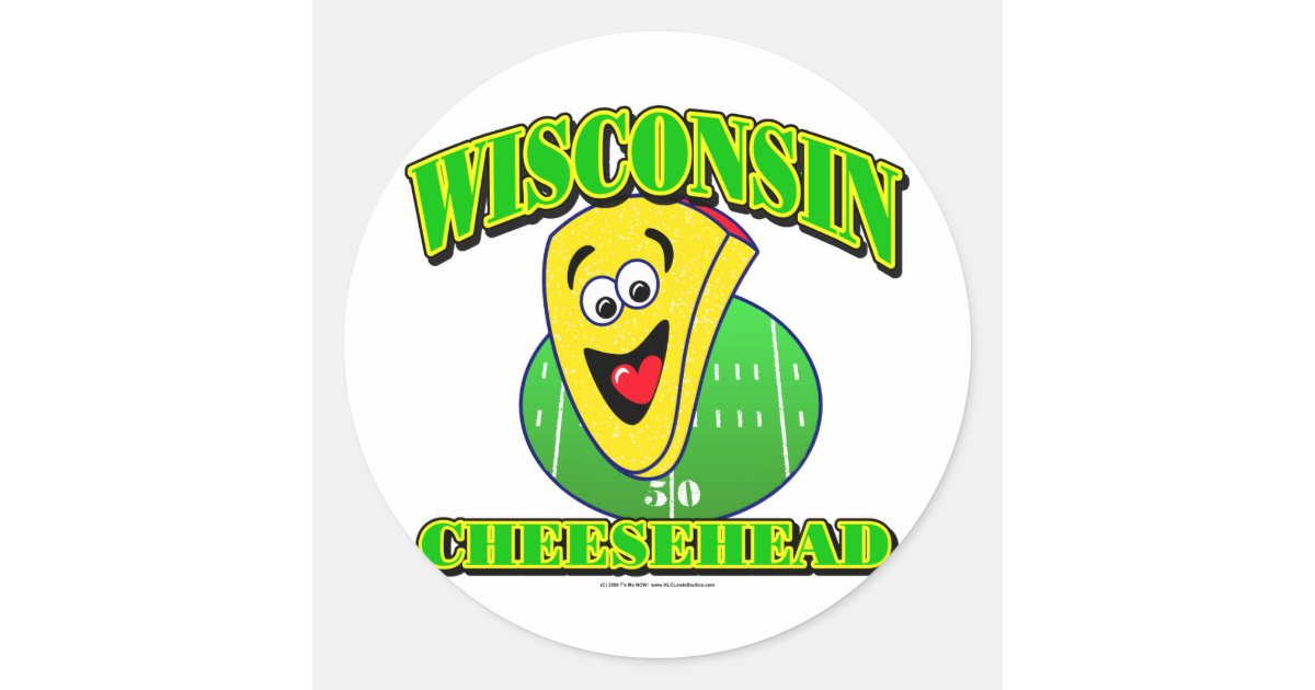 CheeseHead Cartoon Classic Round Sticker | Zazzle