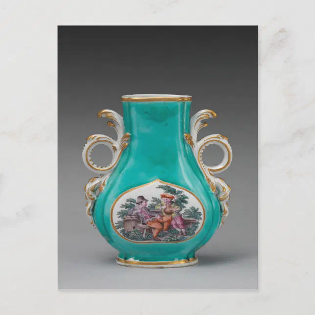 Chelsea Porcelain Turquoise Vase Postcard | Zazzle