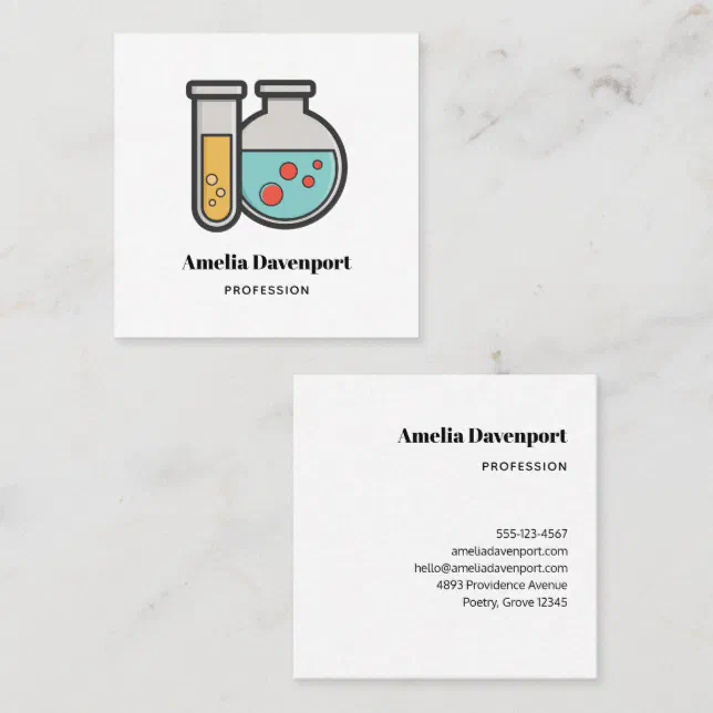 Chemistry Test Tube and Beaker Square Business Card | Zazzle