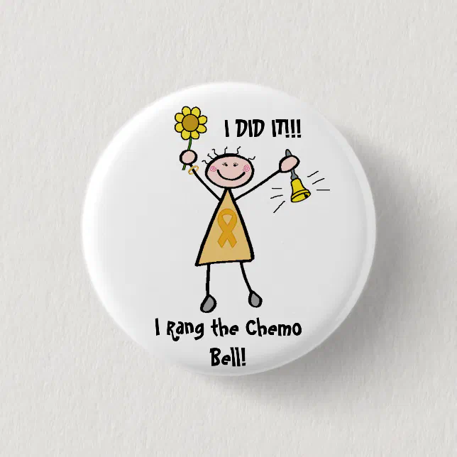 Chemo Bell - Childhood Cancer Gold Ribbon 3 Cm Round Badge | Zazzle