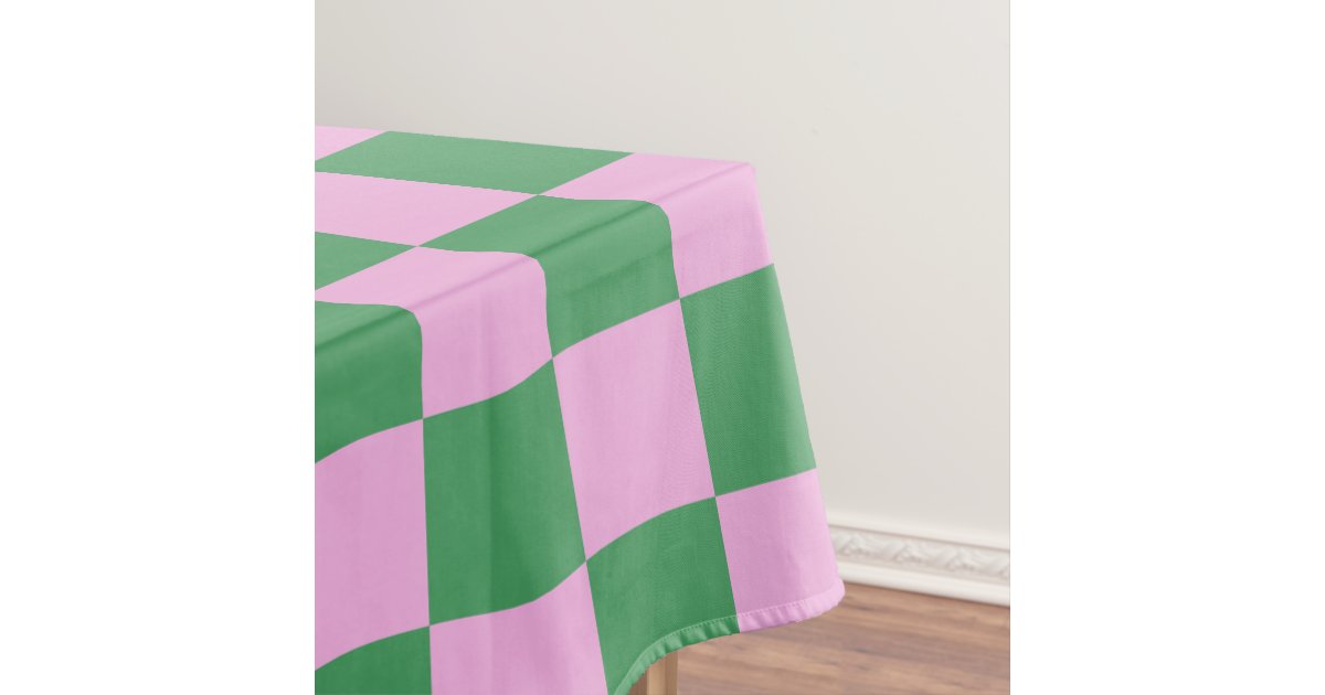 Chequerboard Chequered Pattern Pink and Green Tablecloth | Zazzle