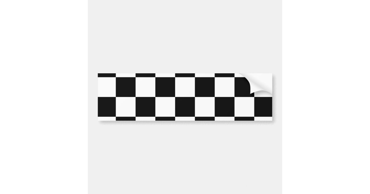 Chequered Black and White Bumper Sticker | Zazzle