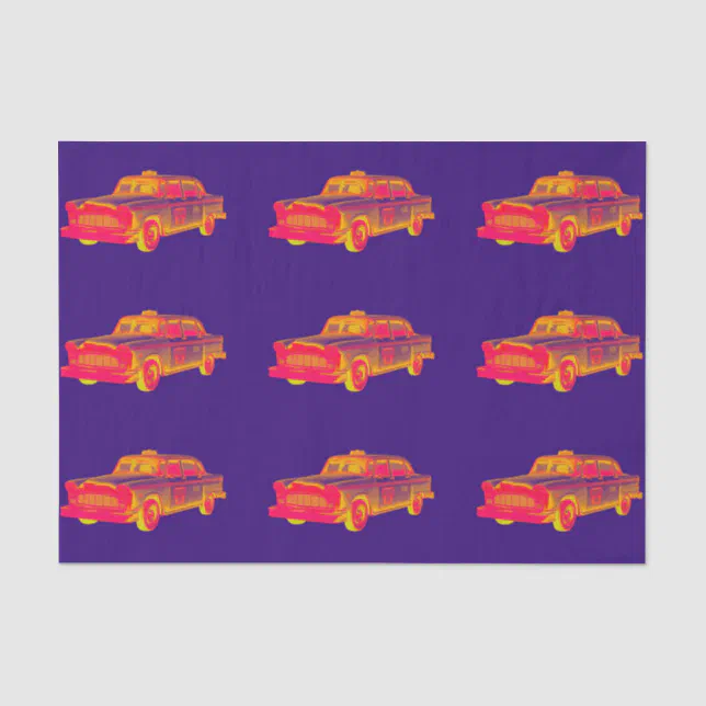Chequered Cab Taxi Pop Art Tissue Paper | Zazzle