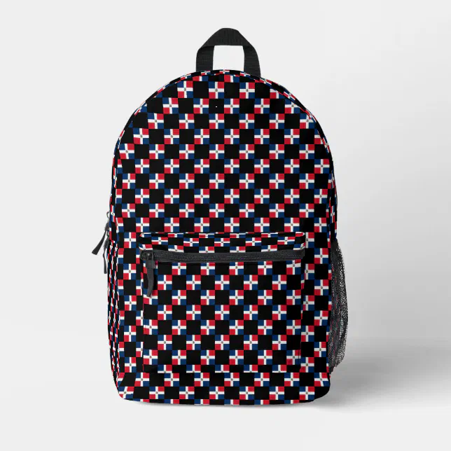 Chequered Dominican Republic Flag Pattern Printed Backpack | Zazzle
