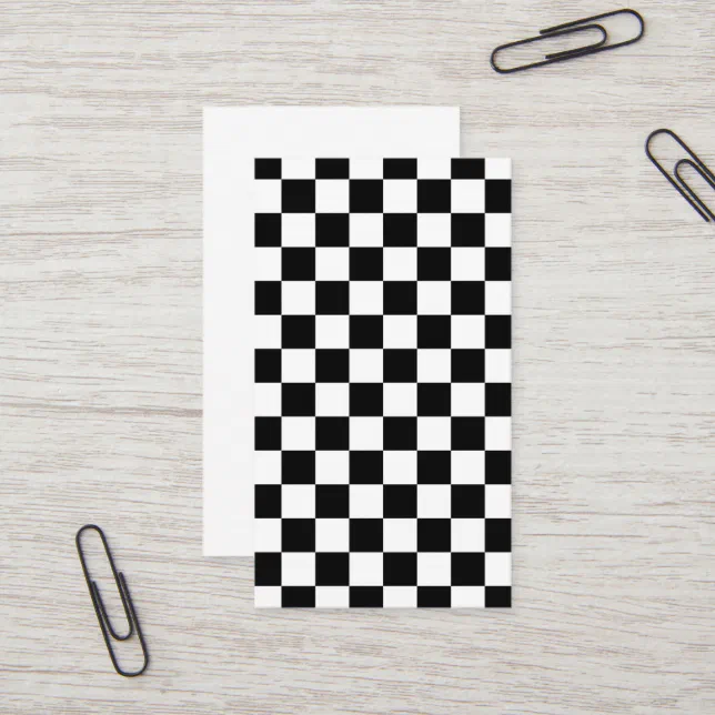Chequered squares black and white geometric retro business card | Zazzle