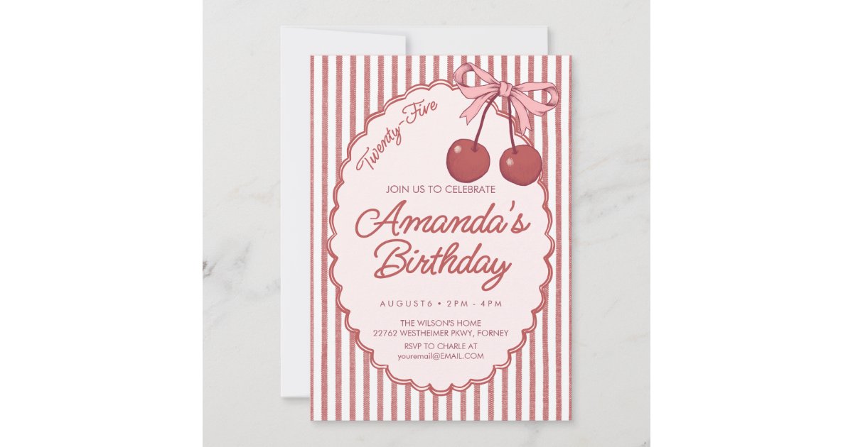 Cherry Birthday Invitation | Zazzle