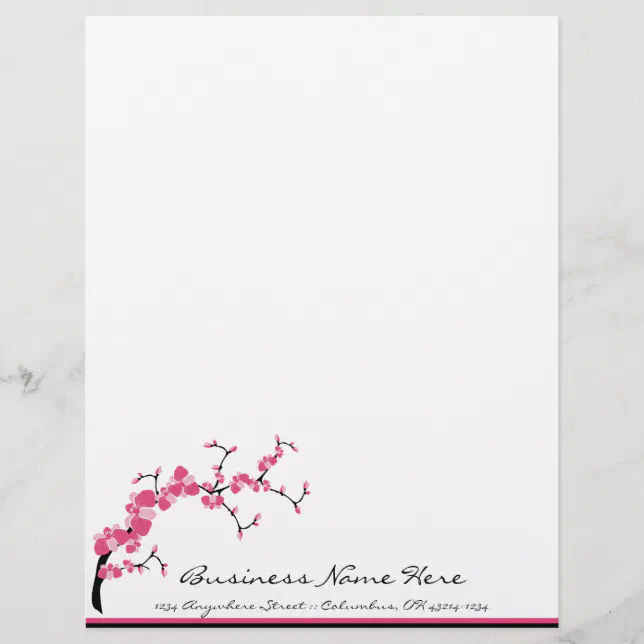 Cherry Blossom Tree Branch Letterhead Design 1 | Zazzle
