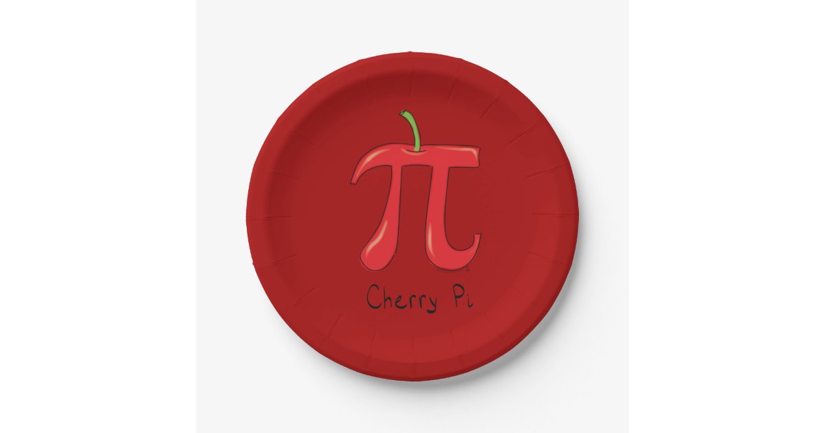 Cherry Pi Cute Math Pi Day Party Paper Plates | Zazzle