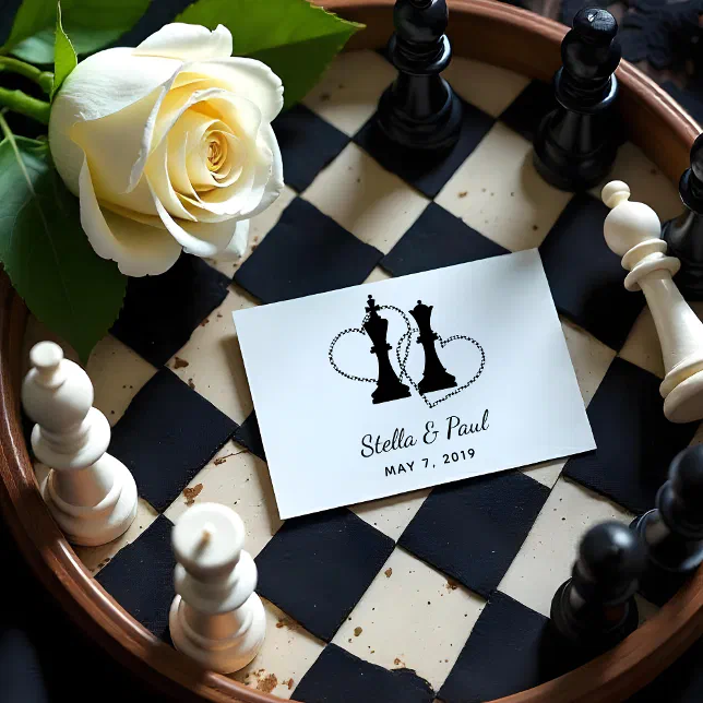 Chess King and Queen Pieces Wedding Design Rubber Stamp | Zazzle