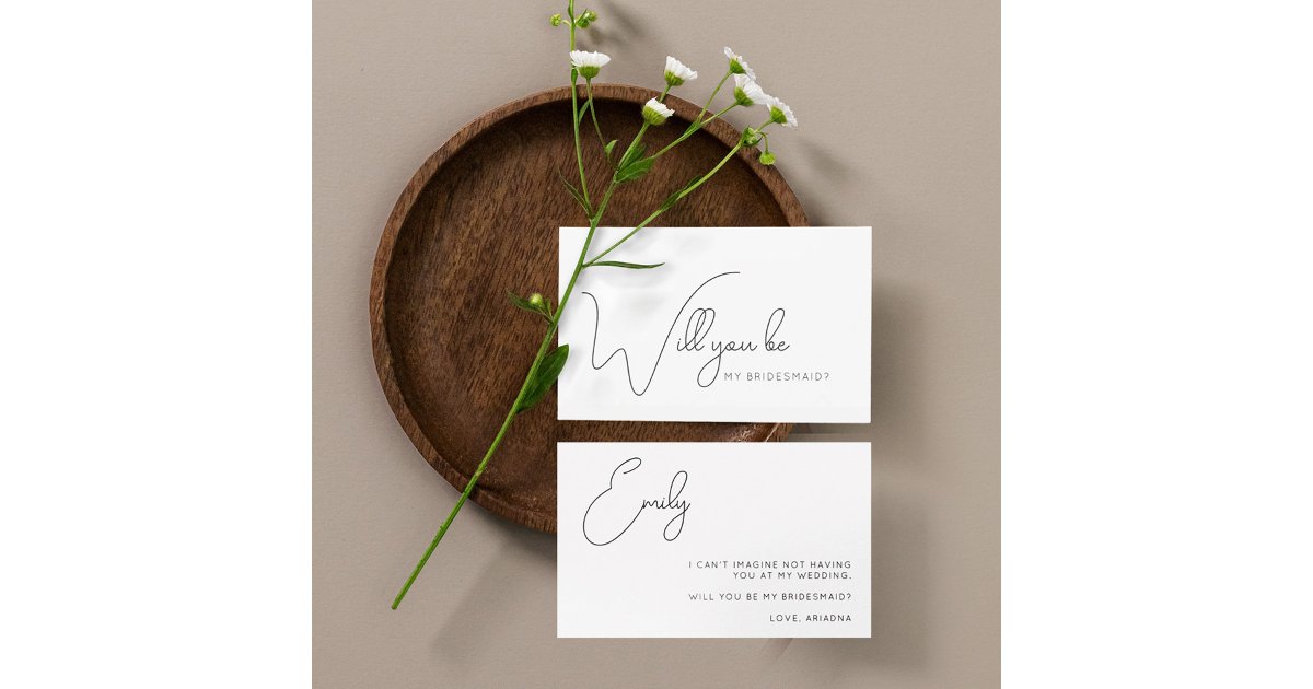 Chic Calligraphy Bridesmaid Proposal Card | Zazzle