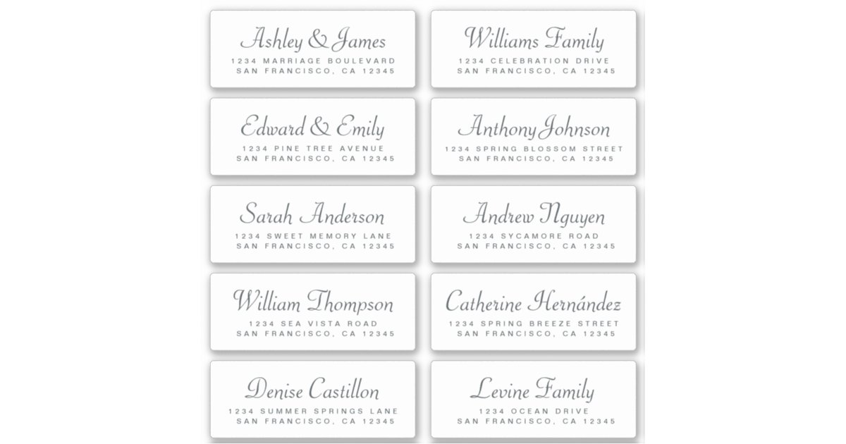 Chic Calligraphy Wedding Guest Address Labels | Zazzle