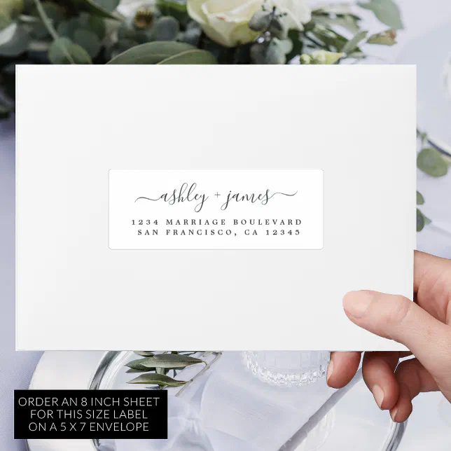Chic Calligraphy Wedding Guest Address Labels | Zazzle