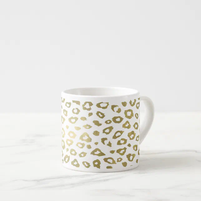Chic Gold Leopard Print Espresso Cup | Zazzle