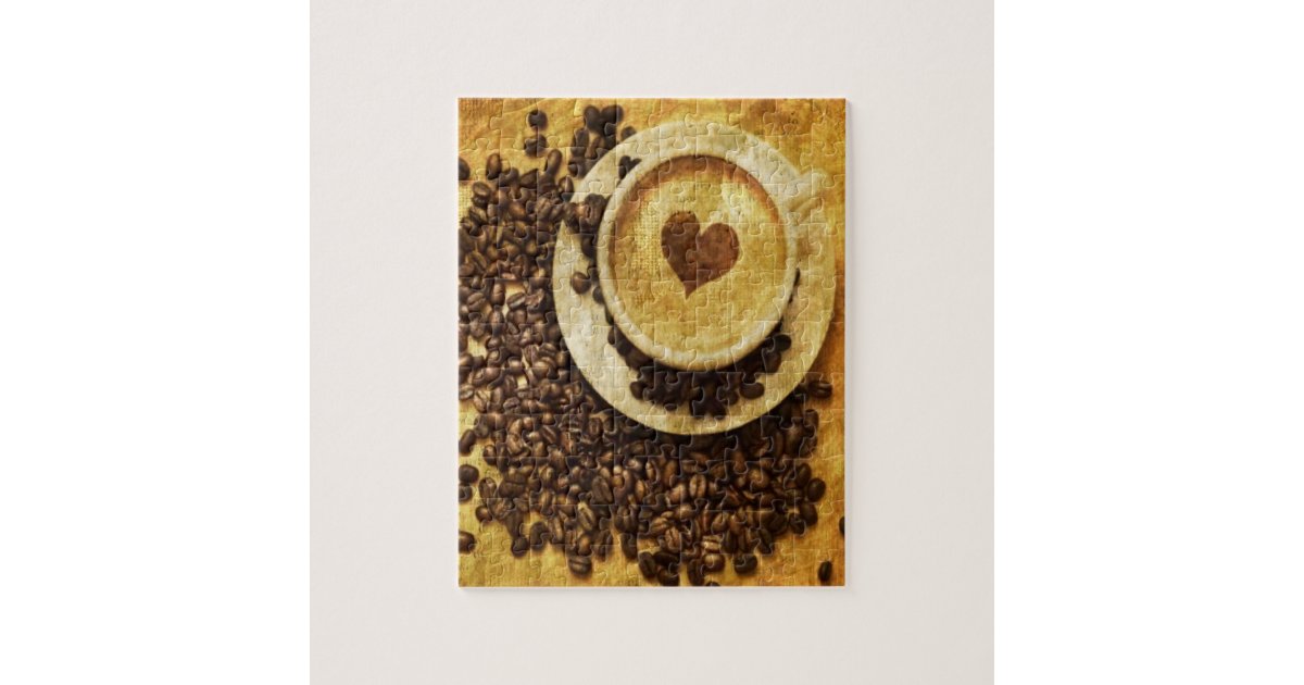 Chic Java cappuccino Coffee Beans Coffee Lover Jigsaw Puzzle | Zazzle