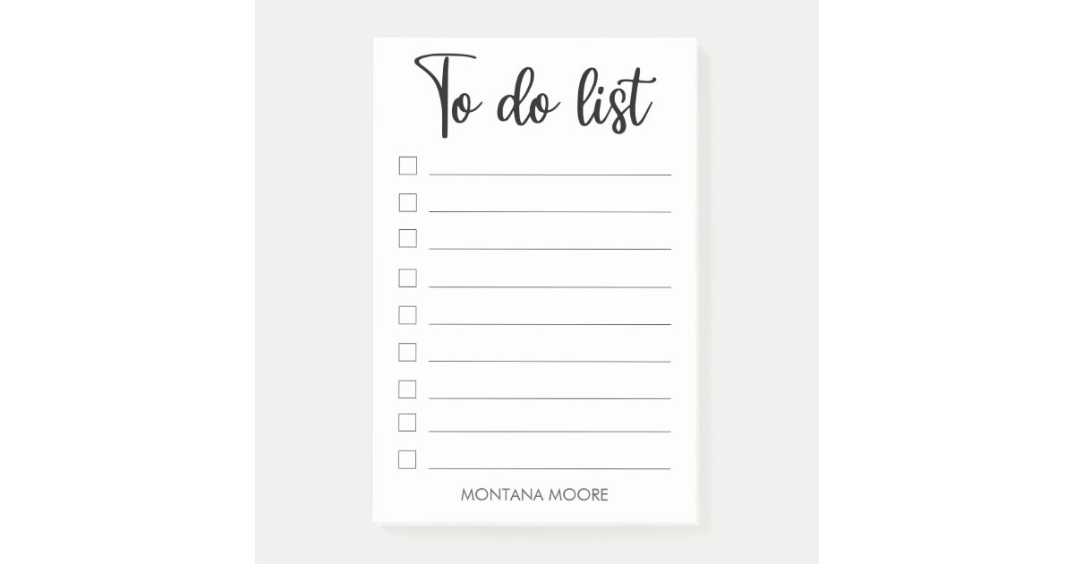 Chic Personalised To Do List Black Handwritten Po Post-it Notes | Zazzle