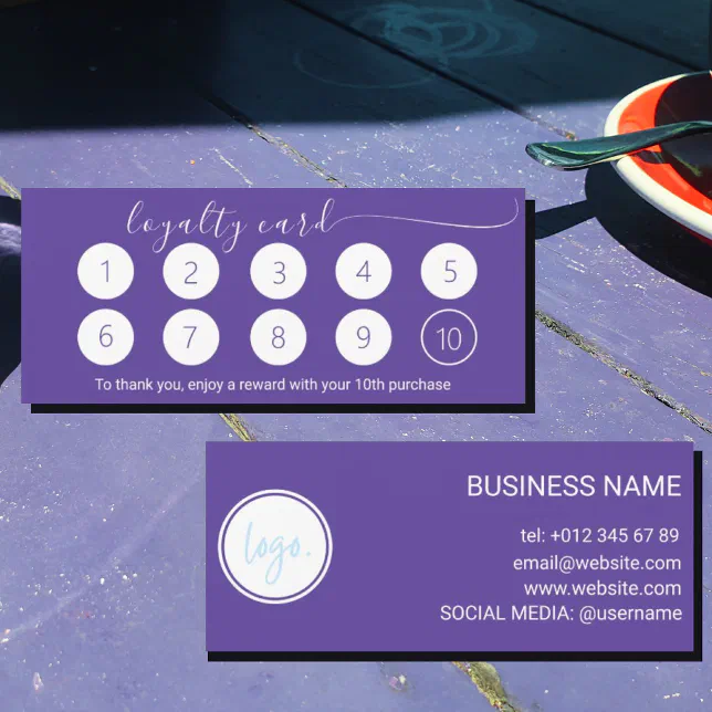 CHIC ROYAL PURPLE LOYALTY CARD 10 BUSINESS LOGO | Zazzle