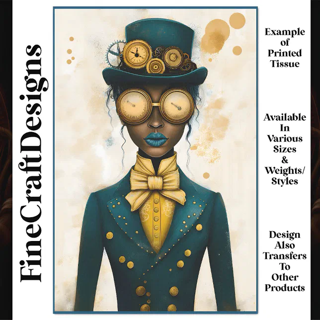 Chic Steampunk Female Gold Goggles P4 Decoupage Tissue Paper | Zazzle