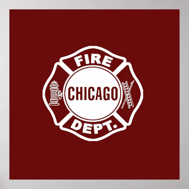 Chicago Fire Dept White Logo Poster | Zazzle