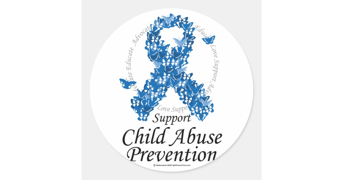 Child Abuse Ribbon of Butterflies Classic Round Sticker | Zazzle