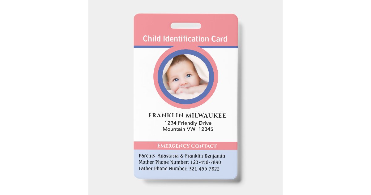 Child Boy Girl Kid Photo ID Identification Card Badge | Zazzle