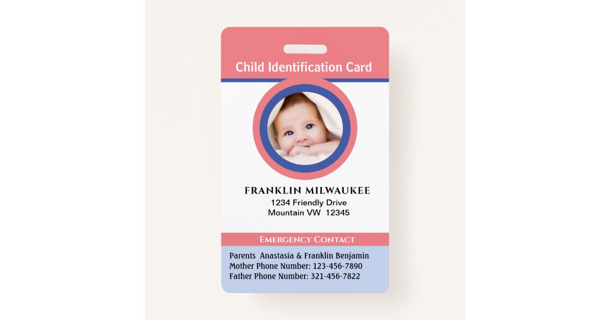 Child Boy Girl Kid Photo ID Identification Card ID Badge | Zazzle