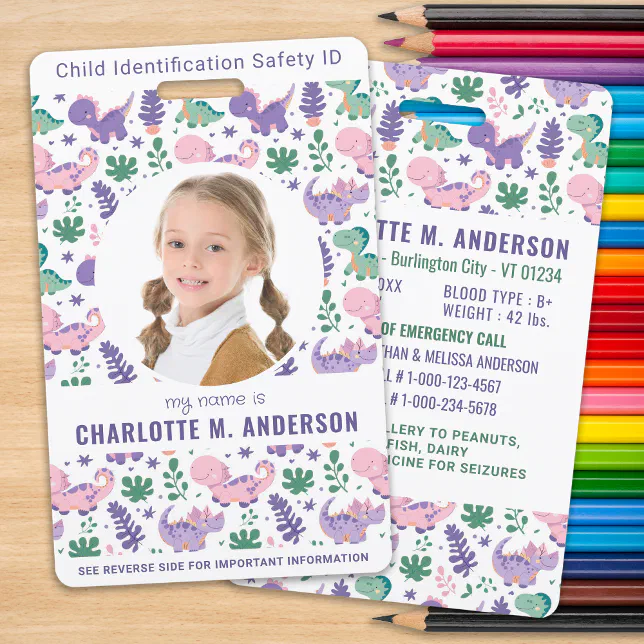 Child Photo Emergency ID Cute Kids Identification ID Badge | Zazzle