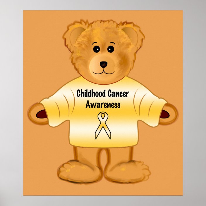 Childhood Cancer Awareness with Teddy Bear Poster | Zazzle.co.uk