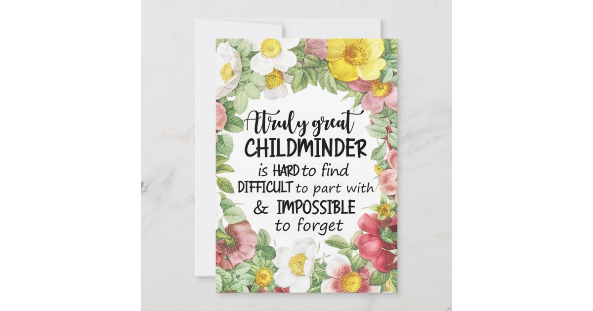 Childminder Card Thank You Card Truly Great | Zazzle