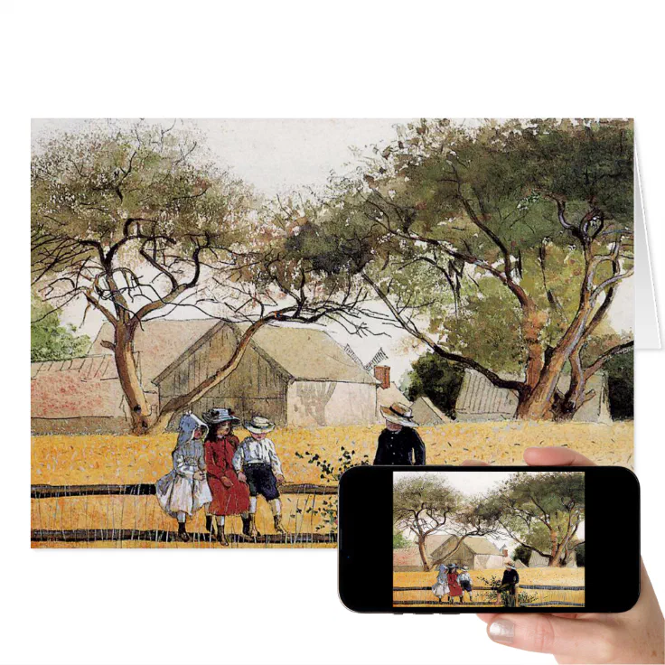 Children on a Fence Winslow Homer Note Card | Zazzle
