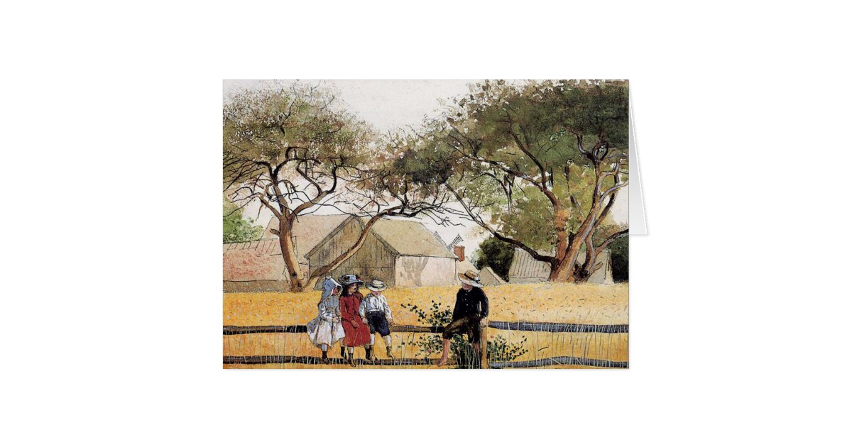 Children on a Fence Winslow Homer Note Card | Zazzle