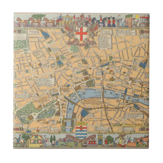 Children's Map of London, England Tile | Zazzle