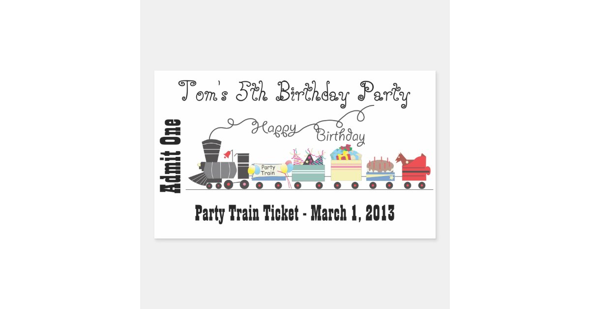 Child's Birthday Party Train Ticket stickers | Zazzle