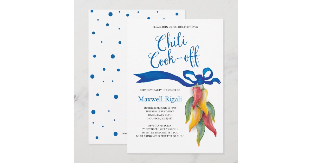 Chilli Cook Off Adult Birthday Invitation | Zazzle