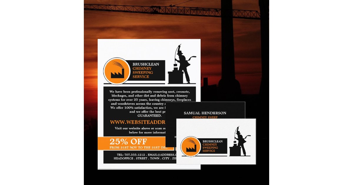 Chimney Sweep Logo Design, Chimney Sweep Business Card | Zazzle