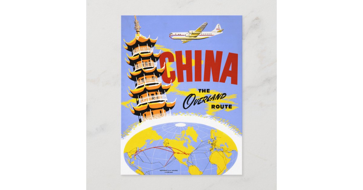 China Vintage Travel Poster Restored Postcard | Zazzle
