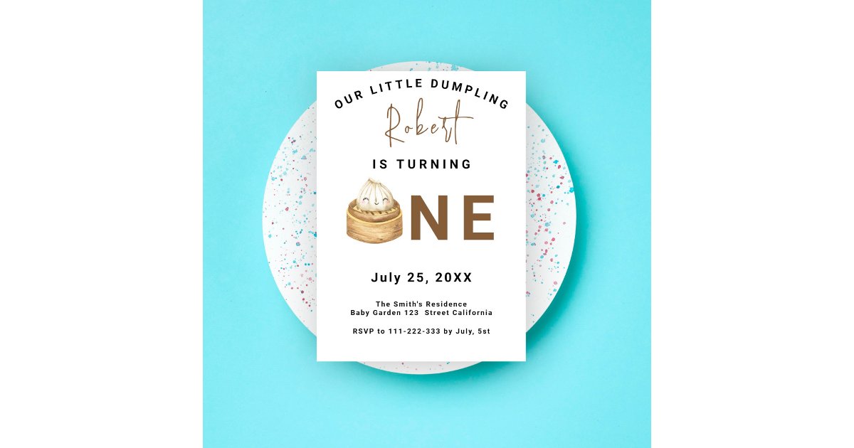 Chinese dumpling 1st Birthday Party Invitation | Zazzle