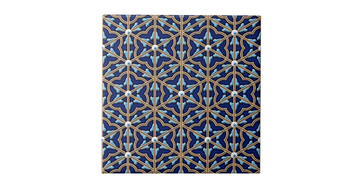 Chinese tiled floral pattern tile | Zazzle