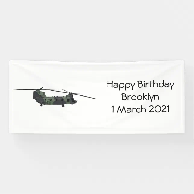 Chinook army helicopter cartoon illustration banner | Zazzle