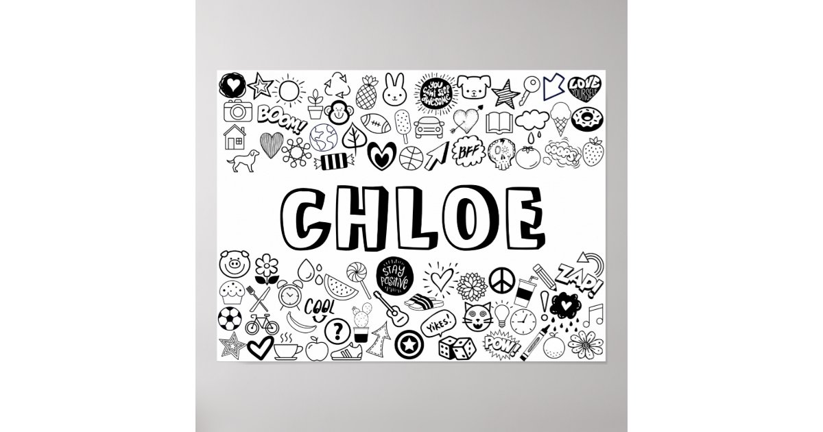 'CHLOE' Colour-it-Yourself Outline Design Poster | Zazzle
