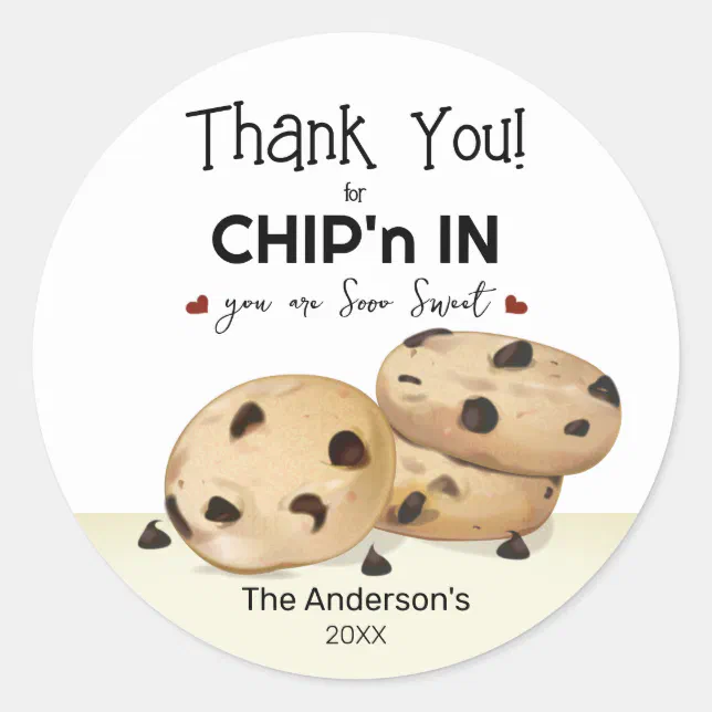 Chocolate Chip Cookies Thank You Classic Round Sticker | Zazzle