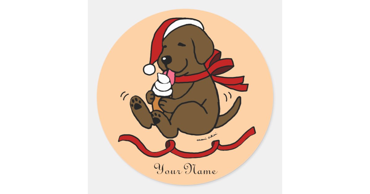 Chocolate Lab Puppy Christmas Cartoon Stickers | Zazzle