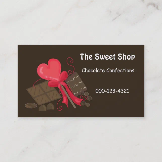 Chocolate Sweet Shop Business Card | Zazzle