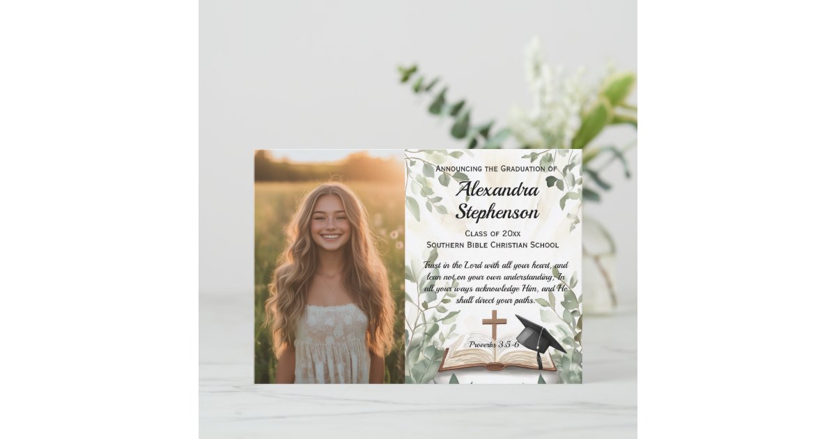 Christian Bible Verse Photo Graduation Invitation | Zazzle