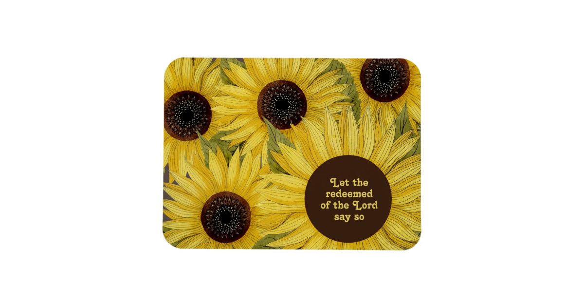 Christian Bible Verse Rustic Yellow Sunflowers Magnet | Zazzle
