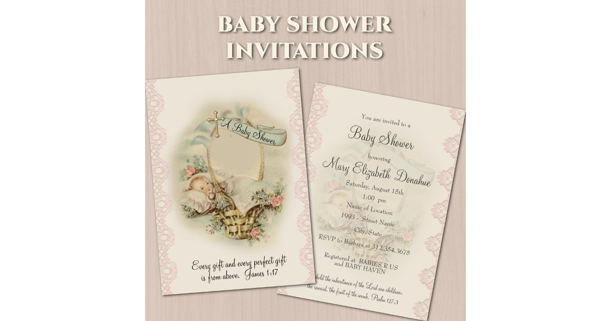 Christian Religious Vintage Baby Shower Invitation | Zazzle