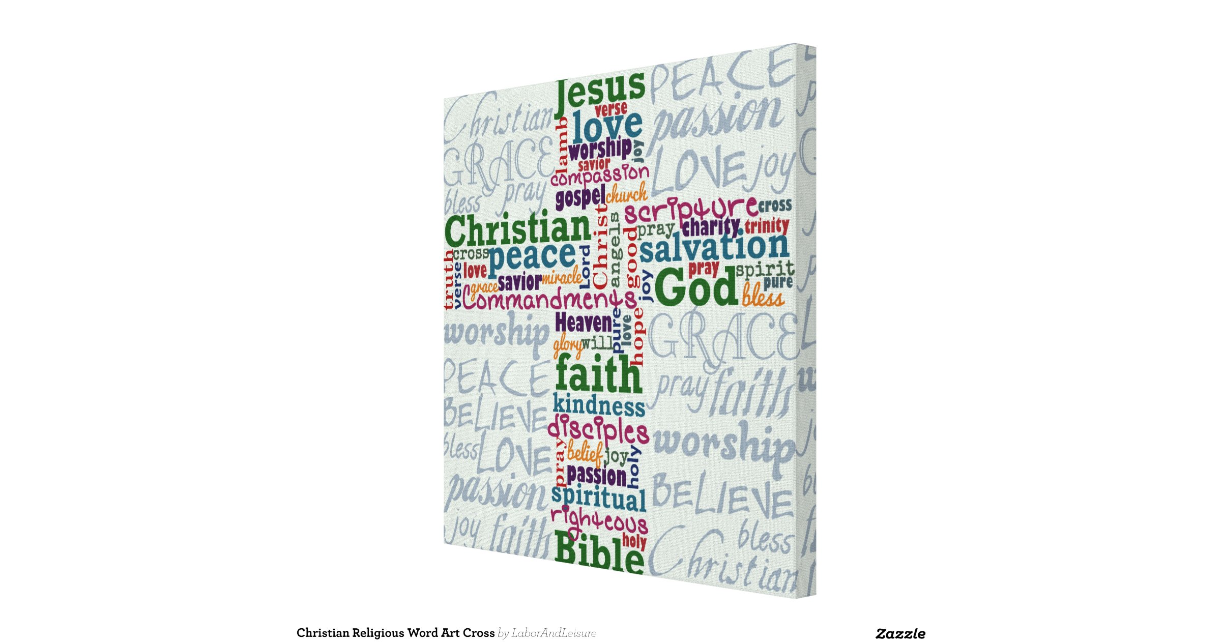 Christian Religious Word Art Cross Gallery Wrapped Canvas | Zazzle